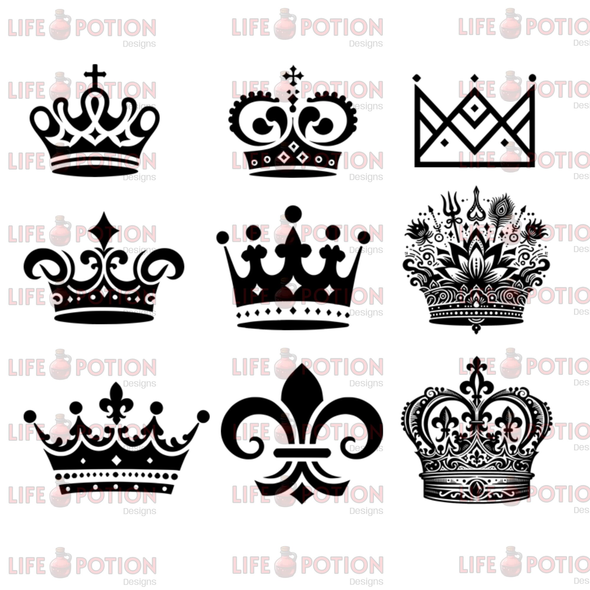 Royal Crown SVG Bundle 3, 56 Monograms Templates in SVG and PNG Format ...