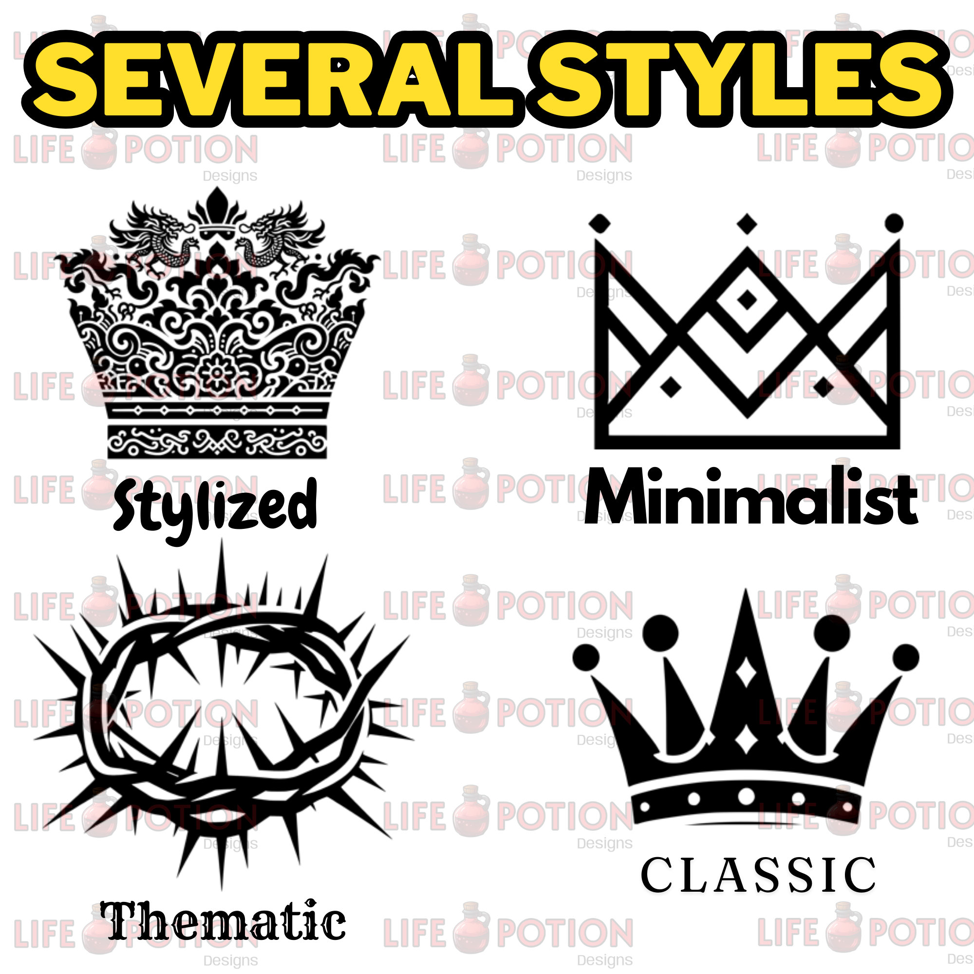 Royal Crown SVG Bundle 3, 56 Monograms Templates in SVG and PNG Format ...