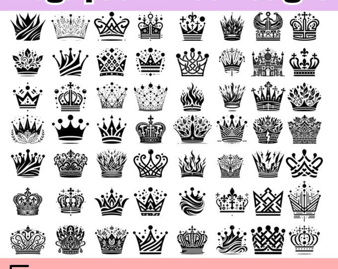 Royal Crown SVG Bundle 3, 56 Monograms Templates in SVG and PNG Format ...