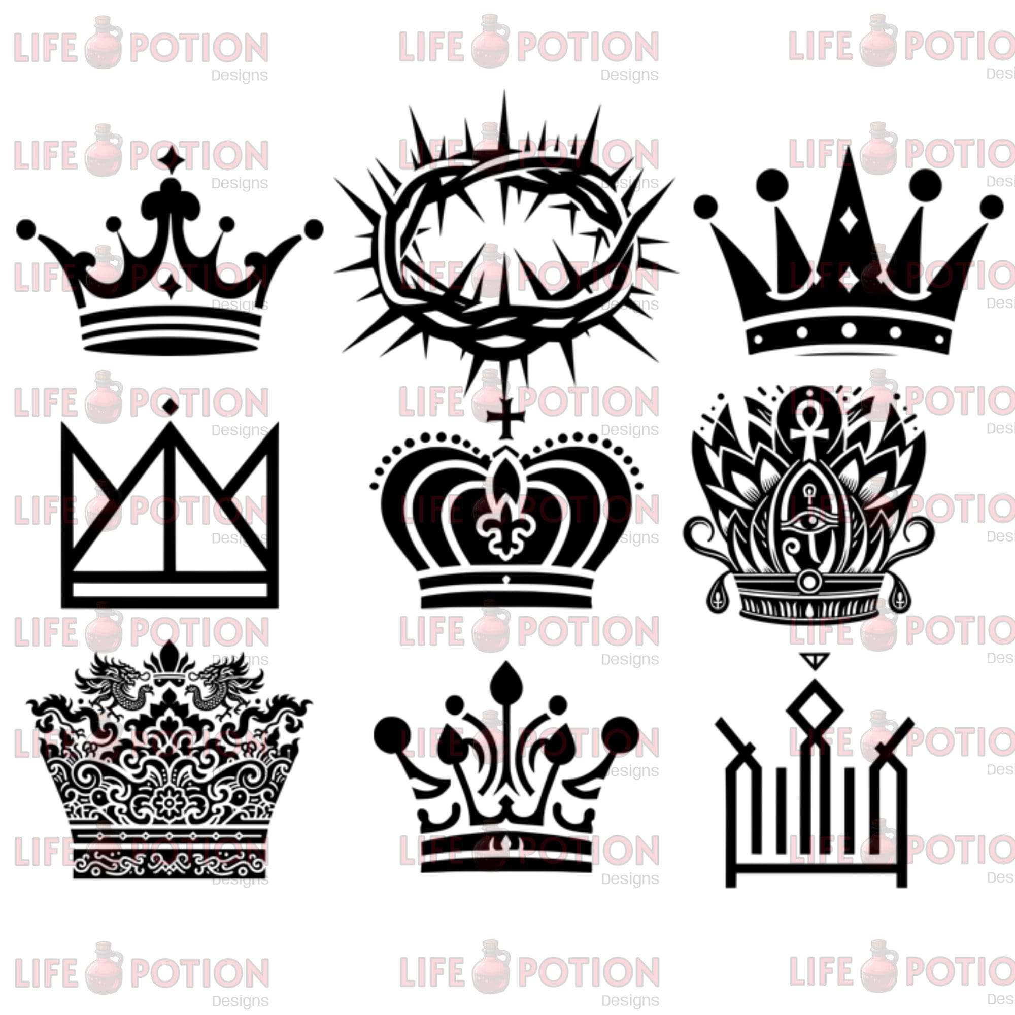 Royal Crown SVG Bundle 3, 56 Monograms Templates in SVG and PNG Format ...