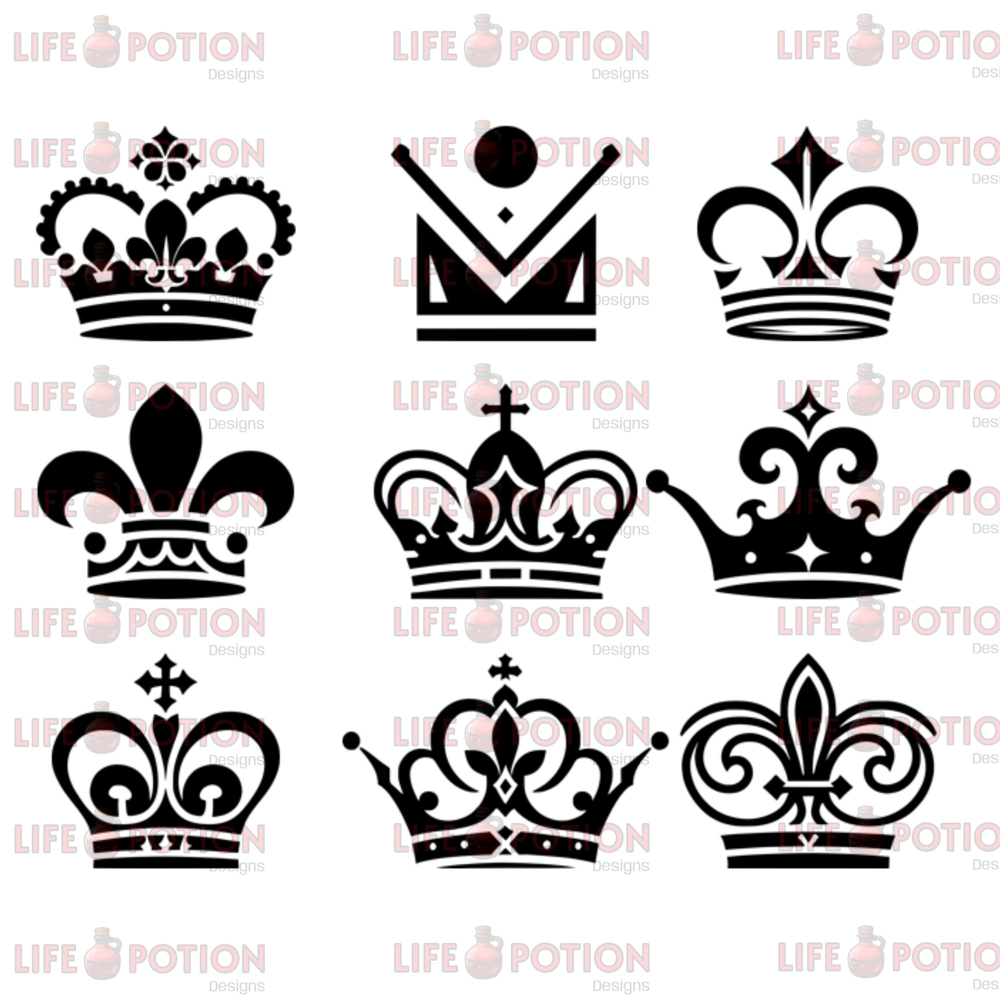 Royal Crown SVG Bundle 3, 56 Monograms Templates in SVG and PNG Format ...