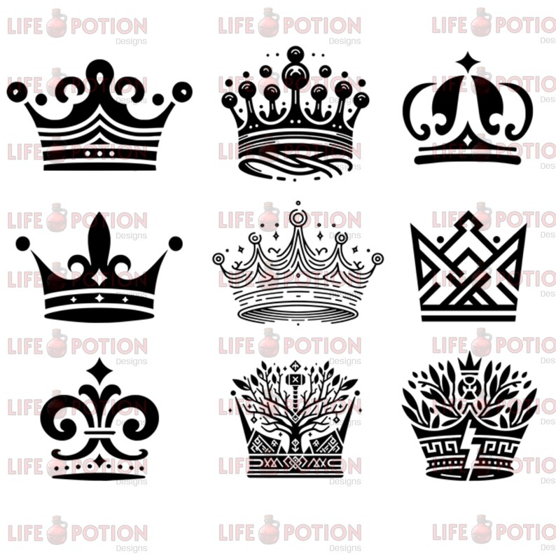 Royal Crown SVG Bundle 3, 56 Monograms Templates in SVG and PNG Format ...