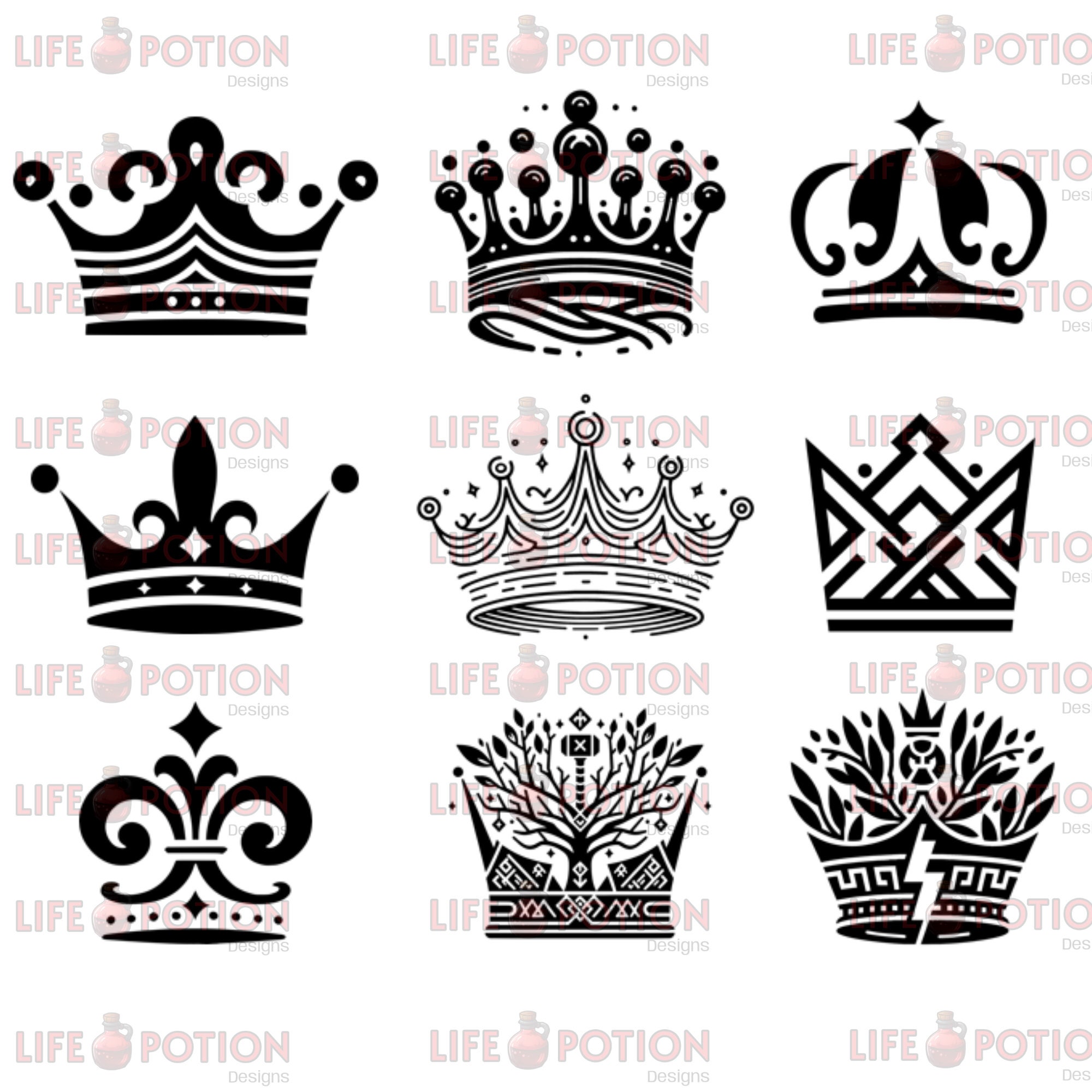 Royal Crown SVG Bundle 3, 56 Monograms Templates in SVG and PNG Format ...