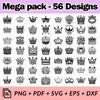 Royal Crown SVG Bundle 3, 56 Monograms Templates in SVG and PNG Format ...