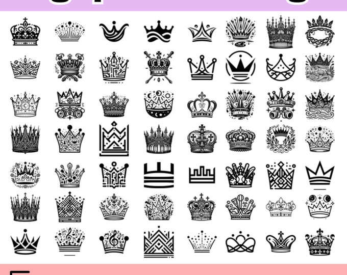 Royal Crown SVG Bundle 3, 56 Monograms Templates in SVG and PNG Format ...