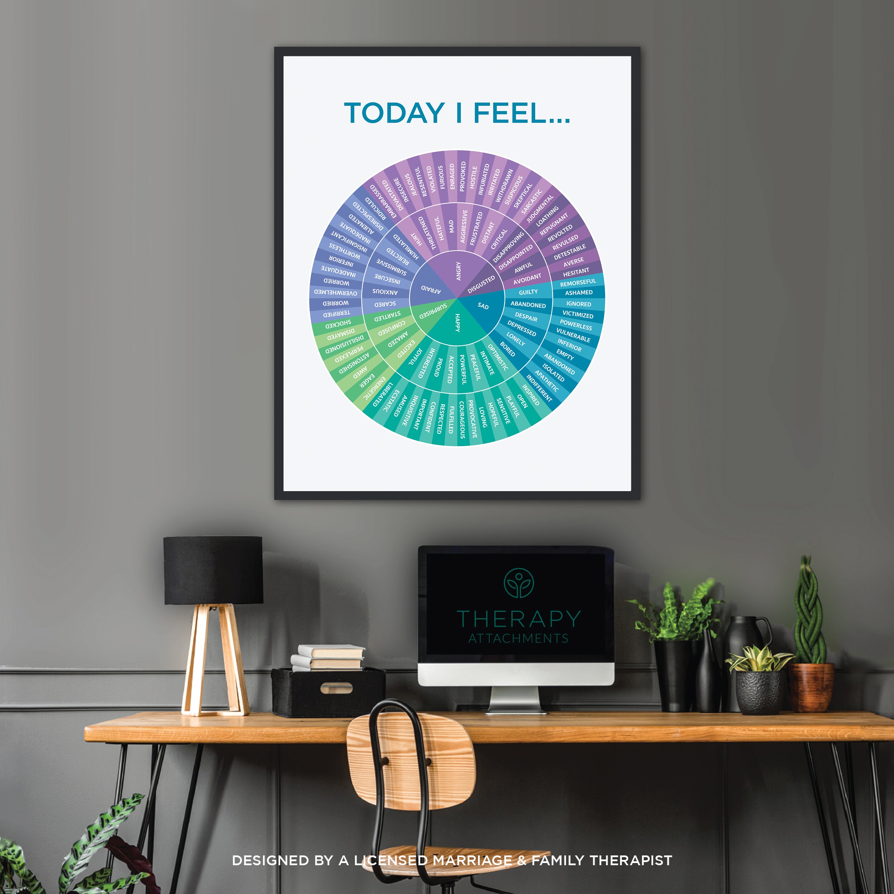 Feelings Wheel Emotion Wheel Chart Poster Instant Download Printable ...