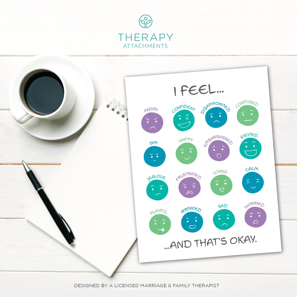 Feelings Chart Poster Expressions Instant Download Printable Handout ...