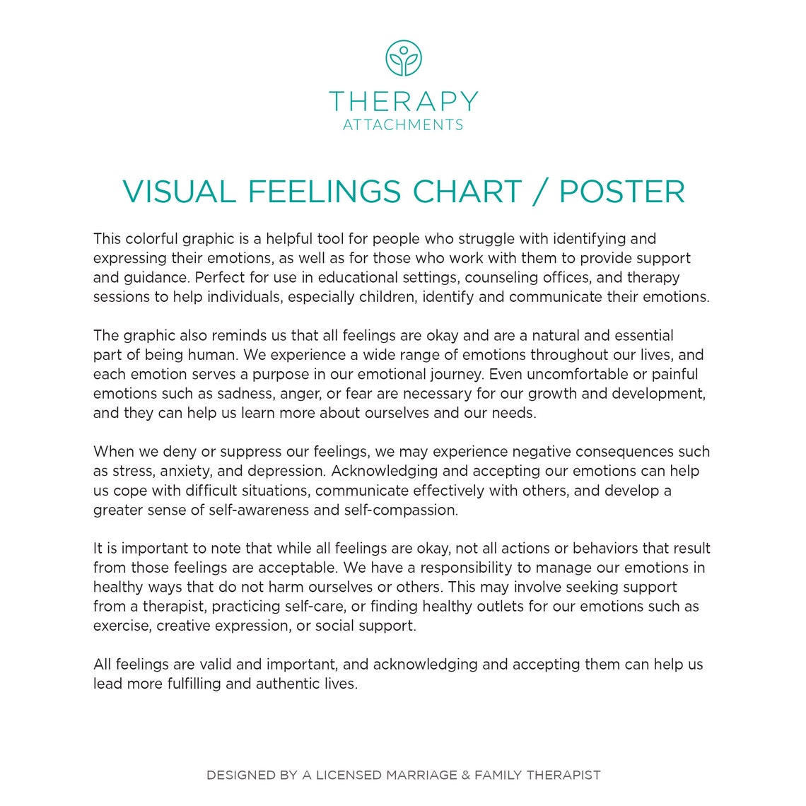 Feelings Chart Poster Expressions Instant Download Printable Handout ...