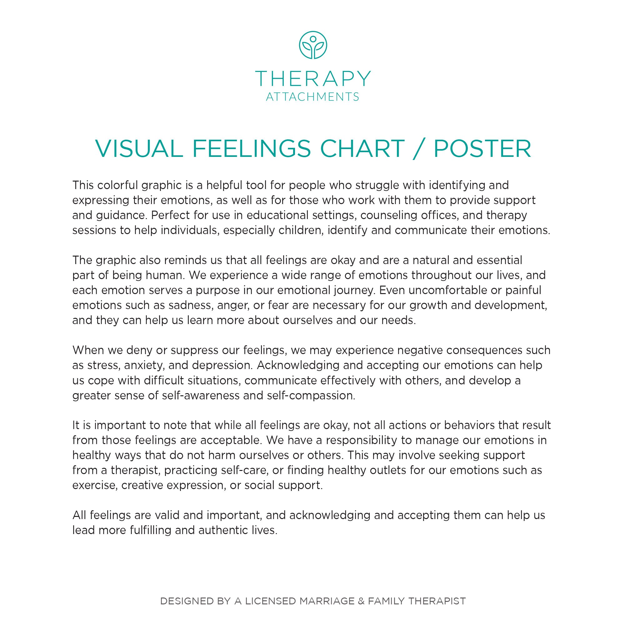 Feelings Chart Poster Expressions Instant Download Printable Handout ...