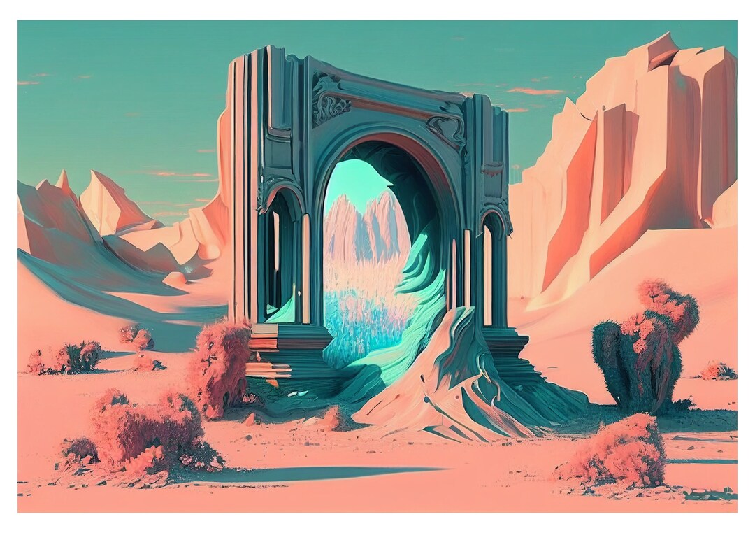 Vaporwave Desert Lo-fi Landscapes Canvas Print - Etsy