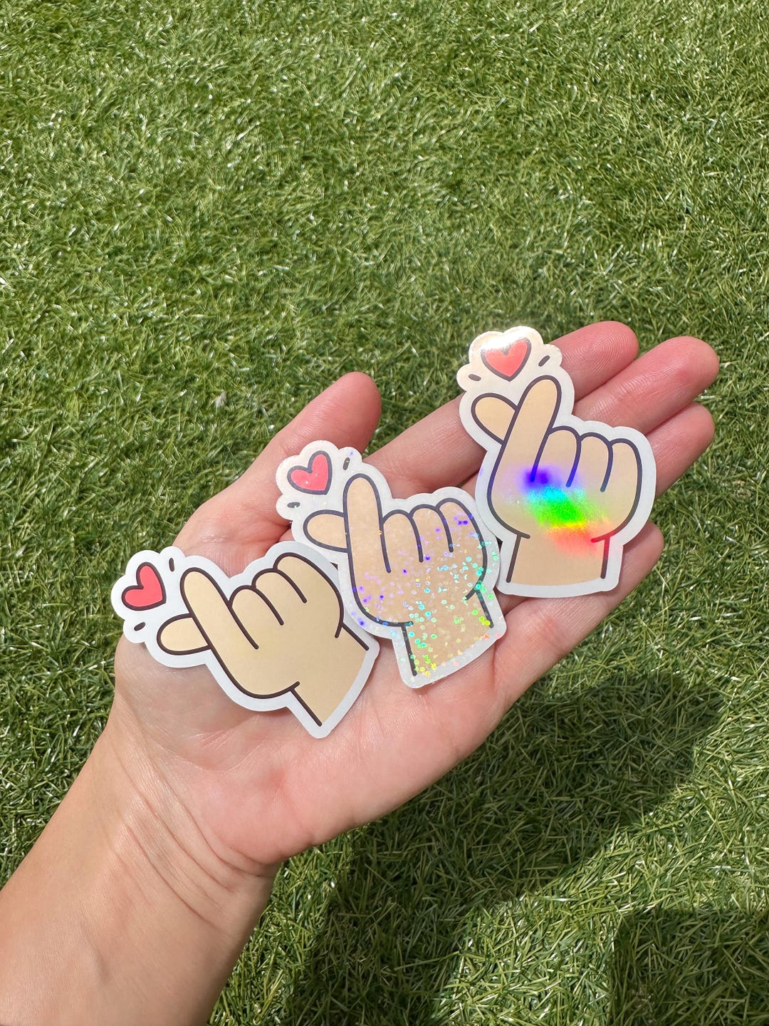 Finger Heart Love Sticker for Kindle and Waterbottle, Tiny Heart ...