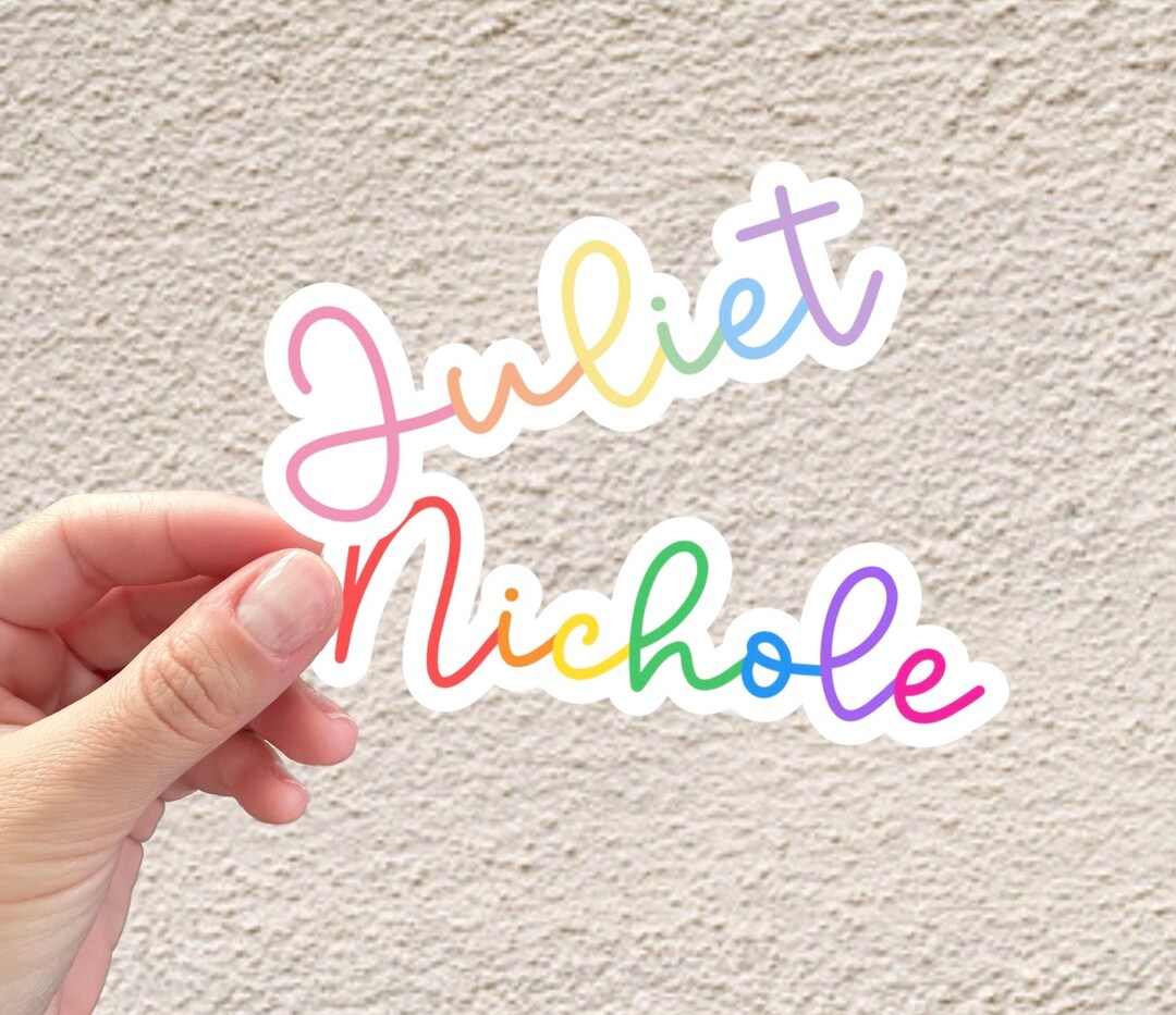 Custom Name Sticker: Rainbow Font, Personalized Decal - Etsy