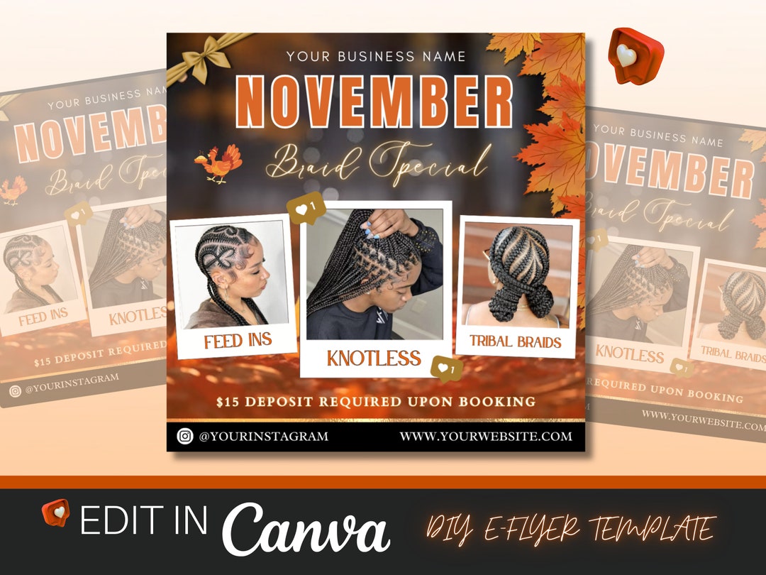 November Braid Special Flyer, Hair Specials, Braid Flyer, Hair Flyer ...