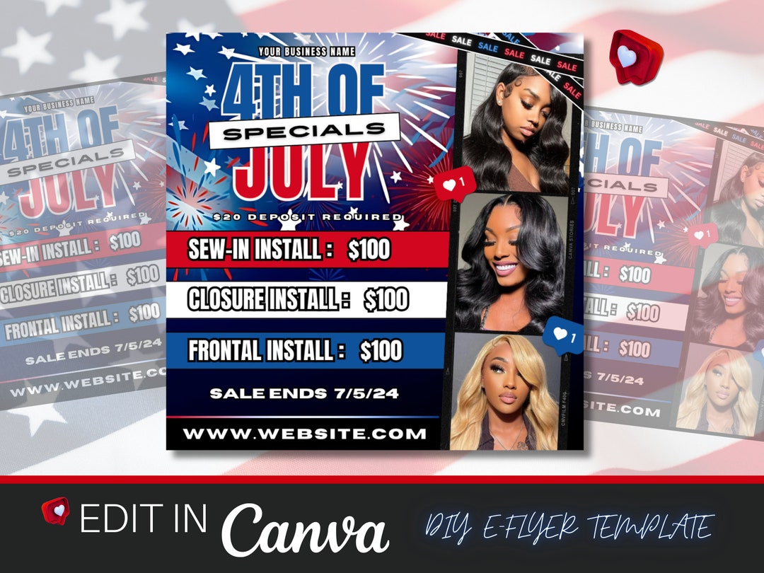 4th of July Sales Flyer, July Books Open, 4th of July Flyer, DIY July ...