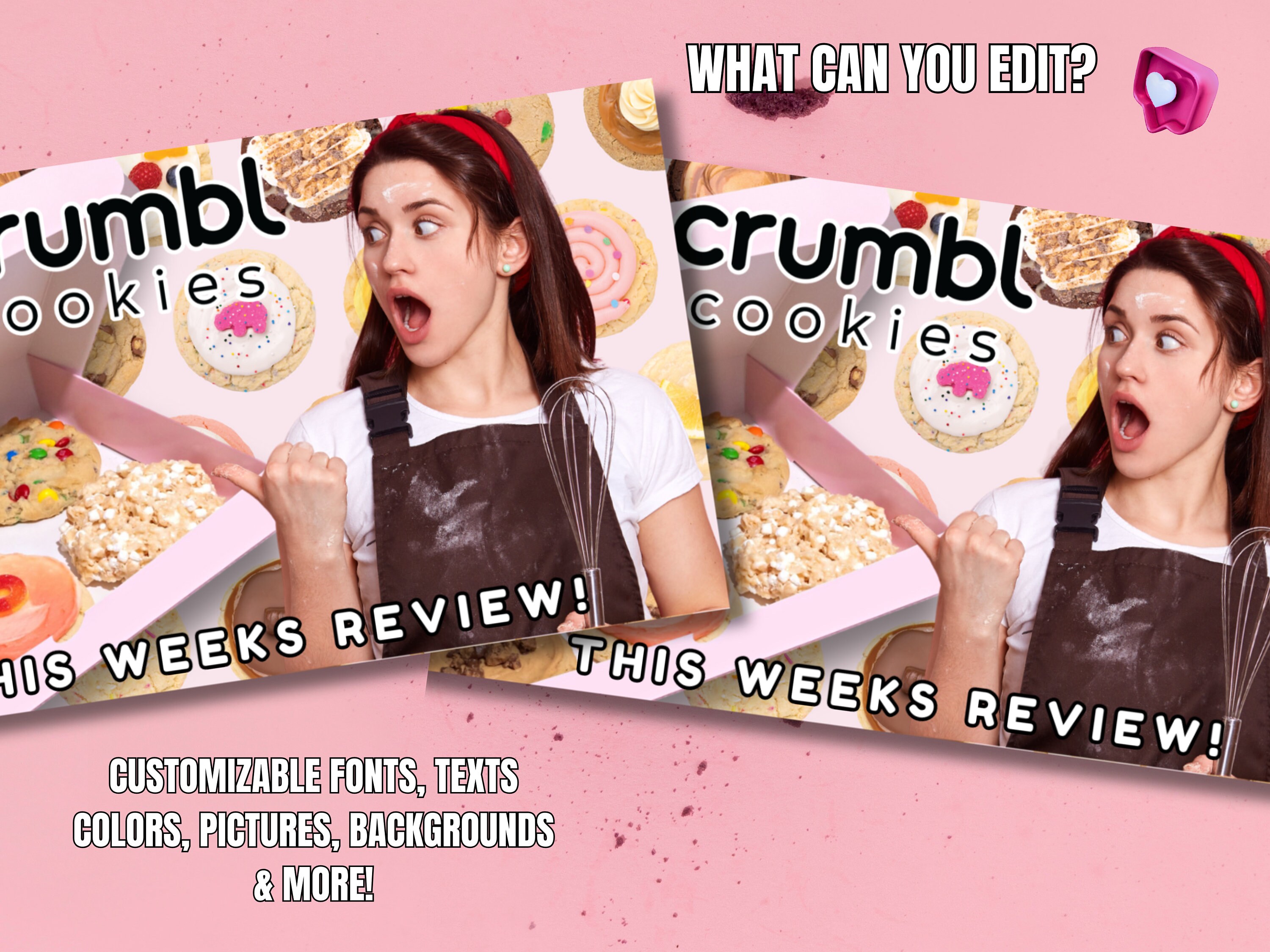 Crumbl Cookie Review Thumbnail Template, Editable Youtube Thumbnail ...