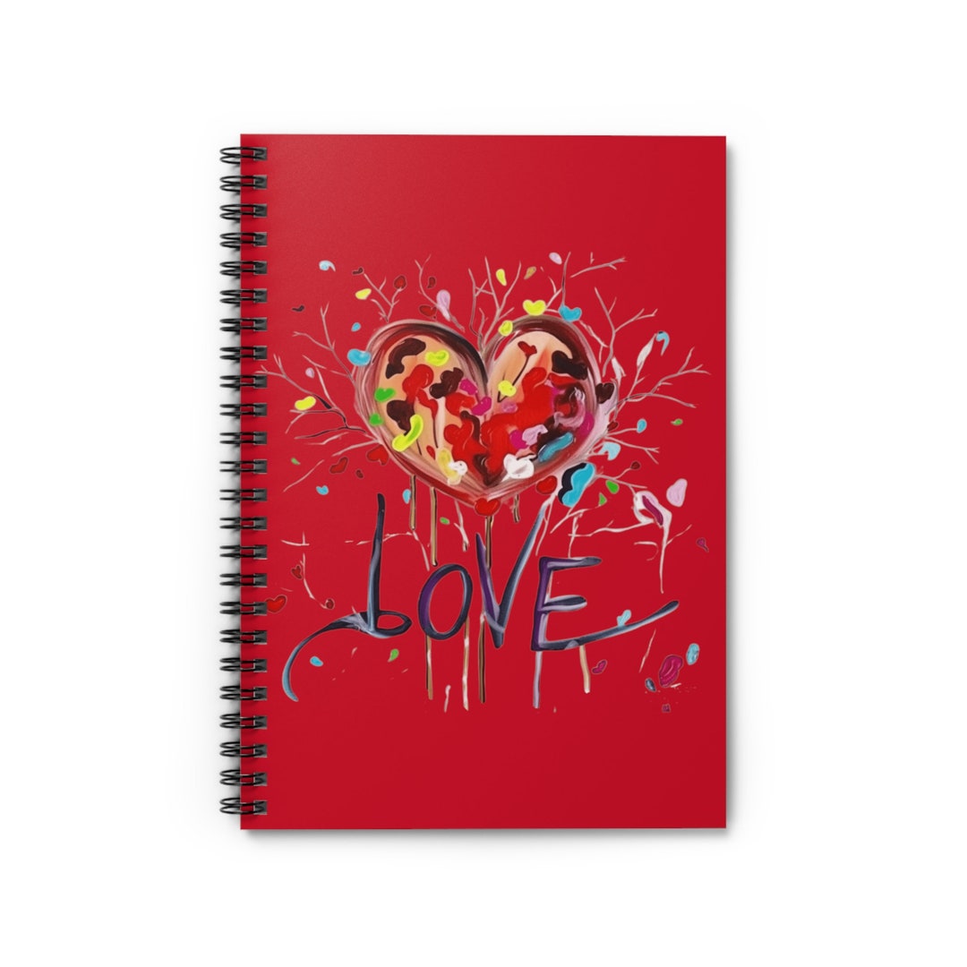 Heart Art, Feel the Love, Spiral Notebook, Free Shipping in USA - Etsy