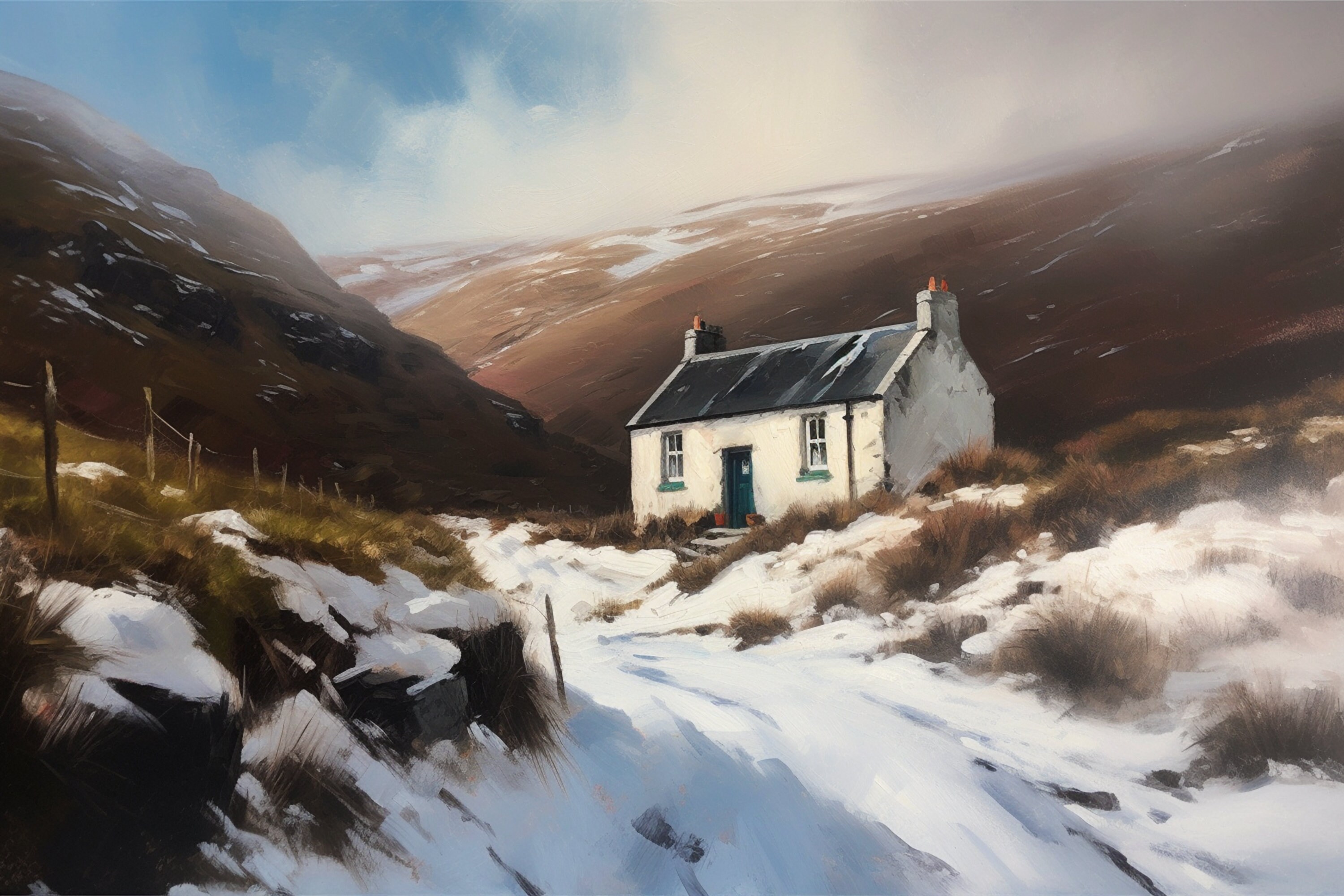 Snow on an Irish Cottage - Irish Print - Ireland Landscape Print ...