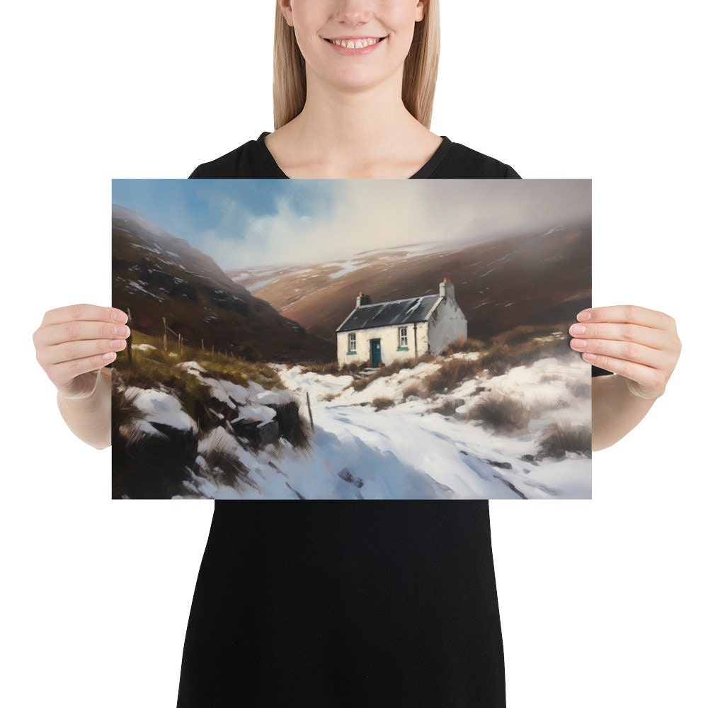 Snow on an Irish Cottage Irish Print Ireland Landscape Print Irish Art ...