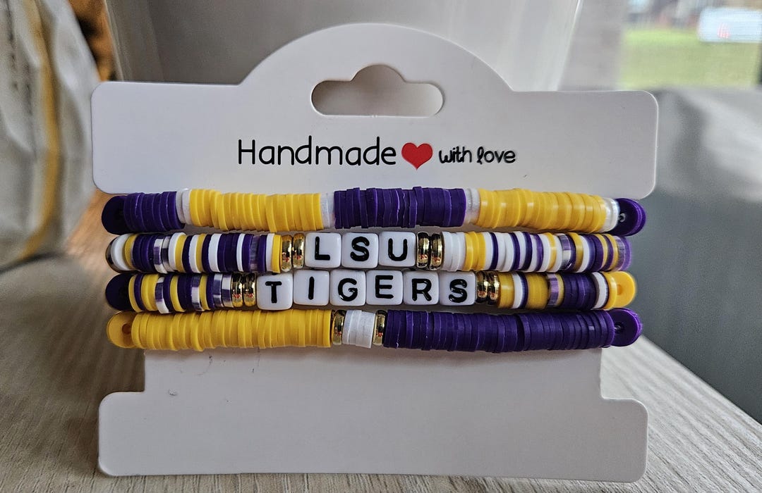 LSU Tigers Inspired Bracelet Set - Etsy