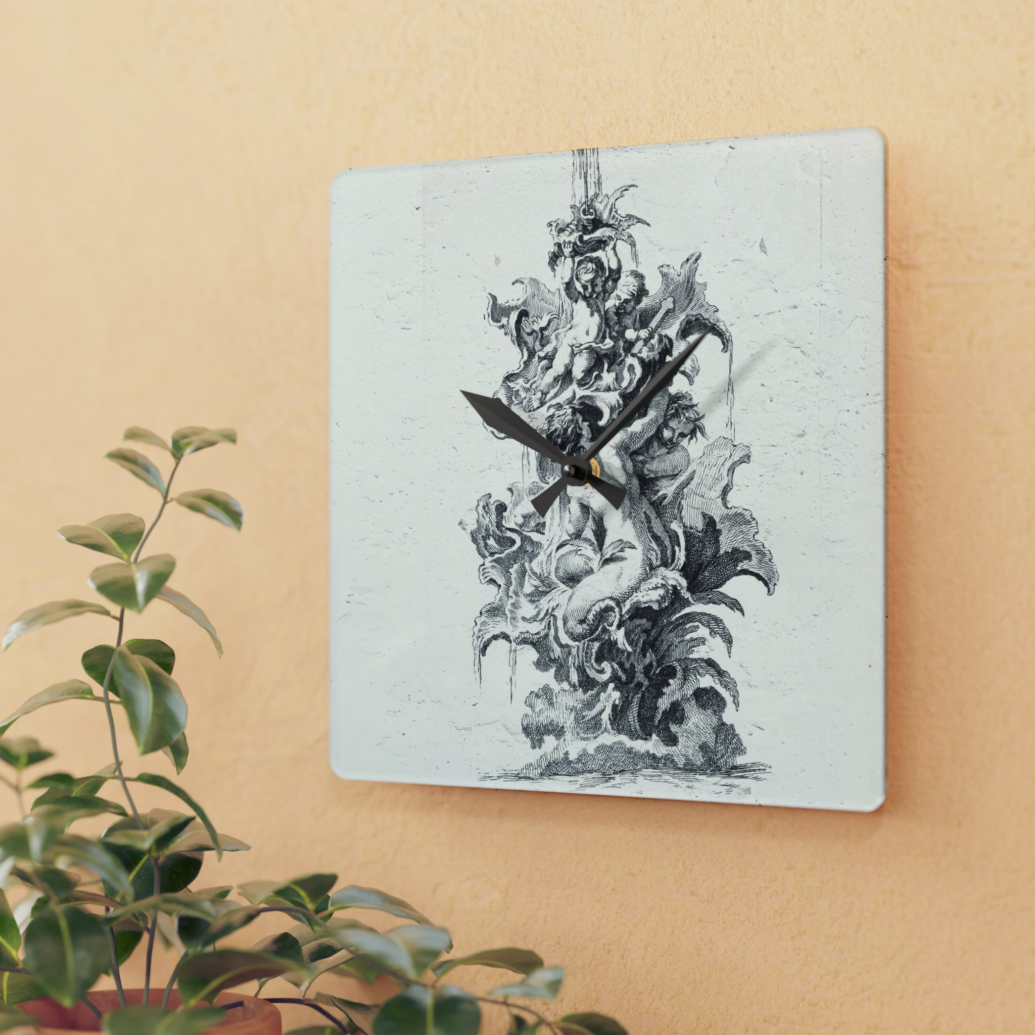 1800s Rococo Engraving Wall Clock Decor - Etsy