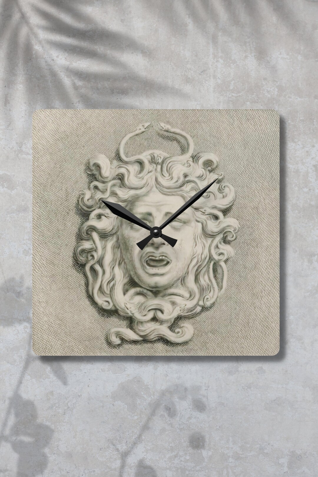1800's Ornate Medusa Head Engraving Wall Clock Minimalistic Victorian ...