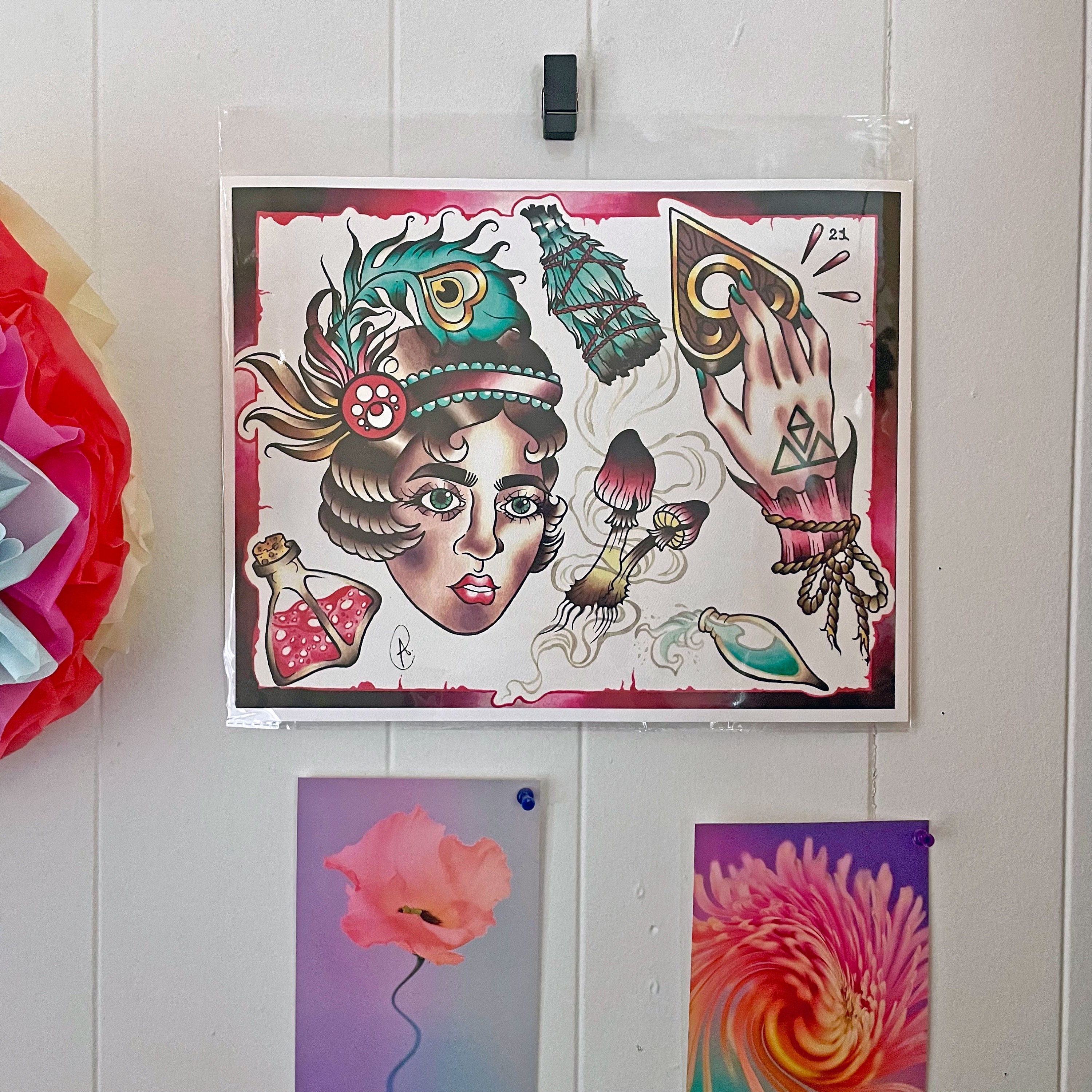 Red Traditional Tattoo Style Art Print by Queertooer - Etsy