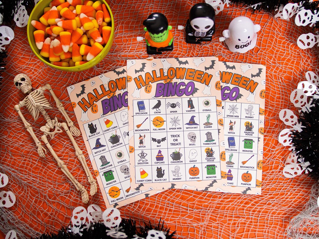 Halloween Bingo Game Printable Activity for Kids for Adults Party With ...