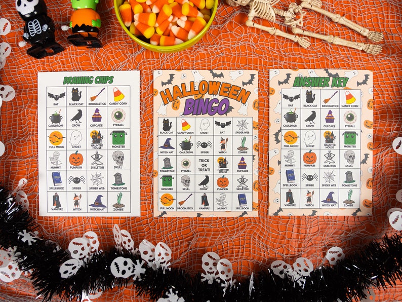 Halloween Bingo Game Printable Activity for Kids for Adults Party With ...