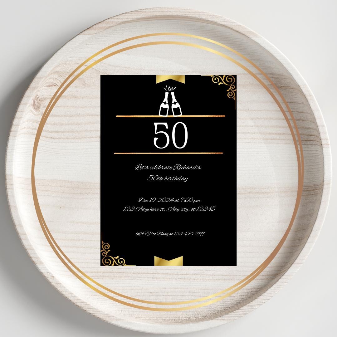 Golden Jubilee Birthday Invitation Template - Etsy