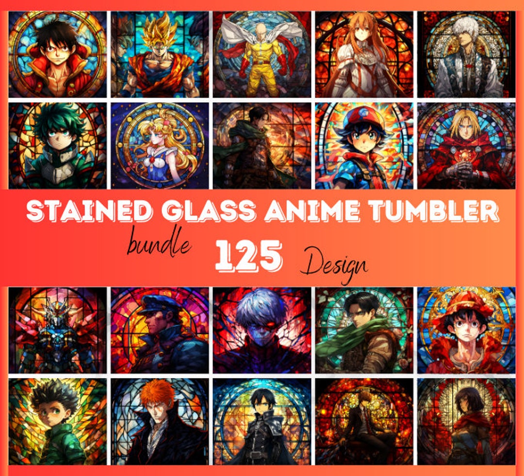 125 Anime Stained Glass 20oz Tumbler Png Design Bundle 20 Png Designs Tumbler Wrap