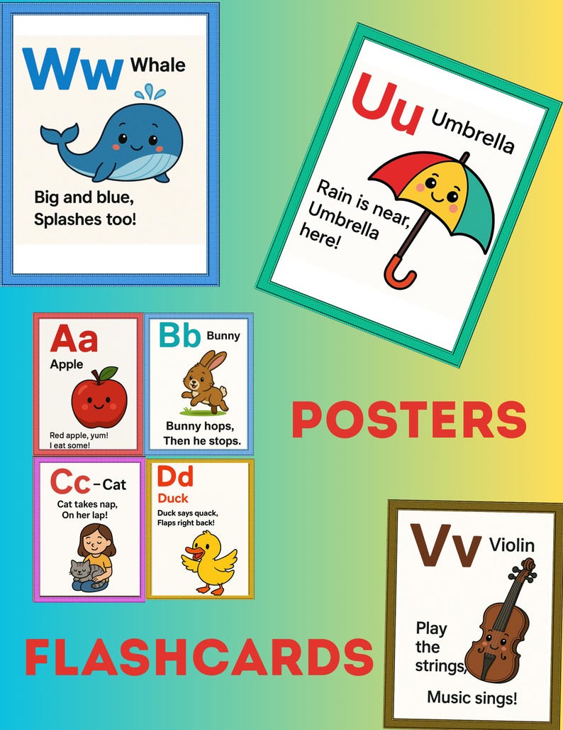 ABC Learning Bundle: Alphabet Posters & Flashcards (digital Download ...
