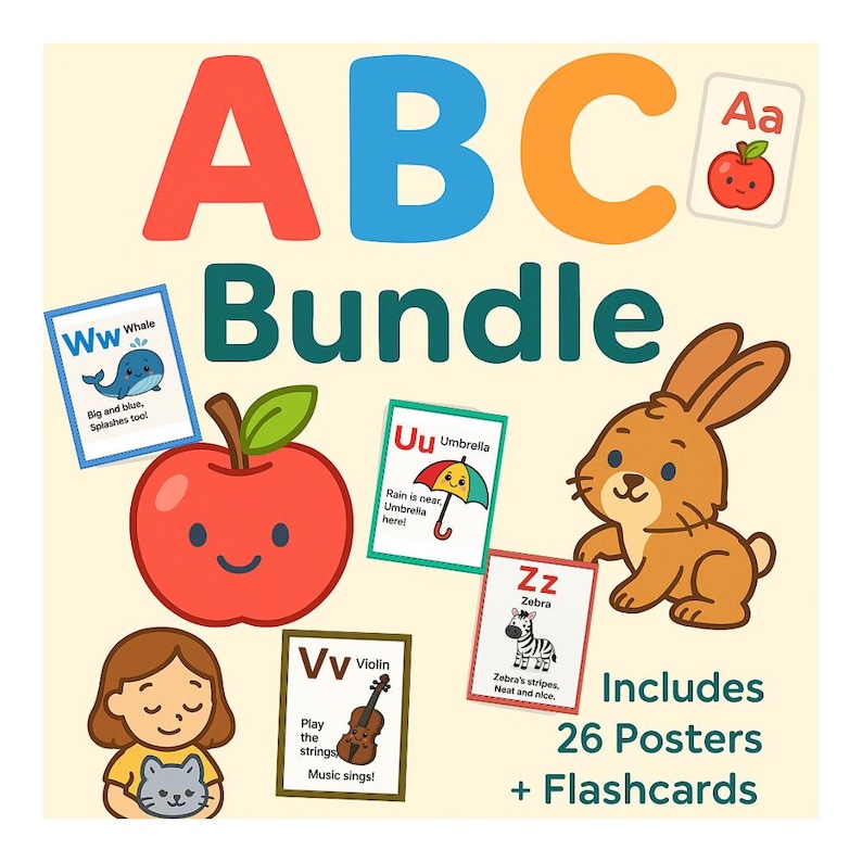ABC Learning Bundle: Alphabet Posters & Flashcards (digital Download ...