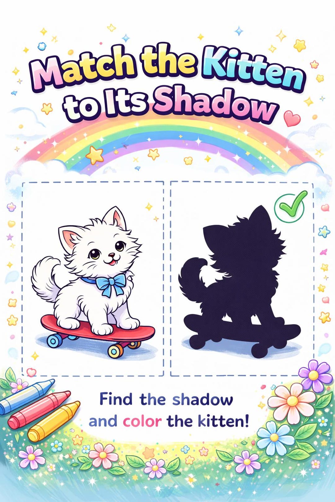 Kitten Shadow Matching Coloring Book for Toddlers Find and Match ...