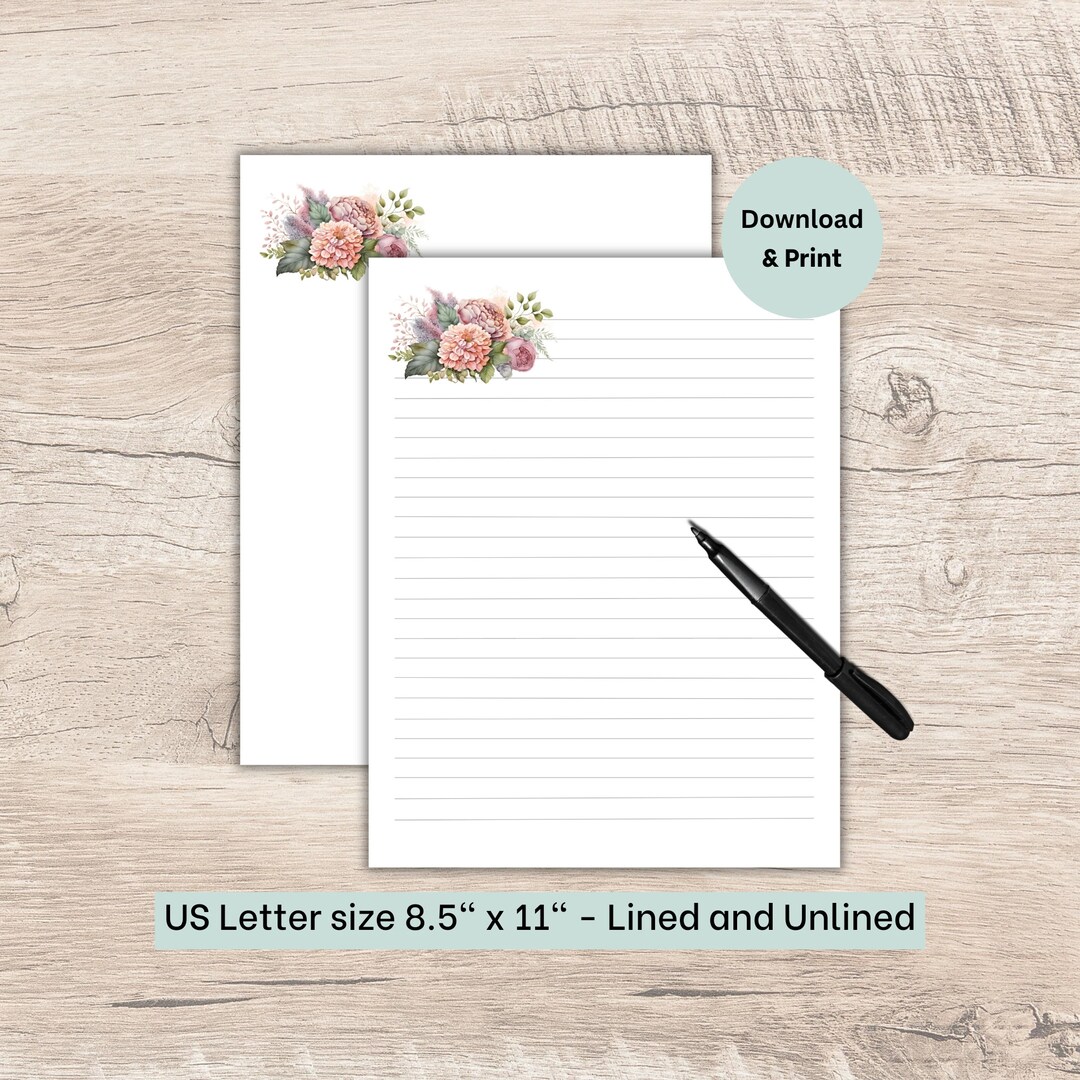 Printable Floral Stationery Letter Writing Paper Pink - Etsy