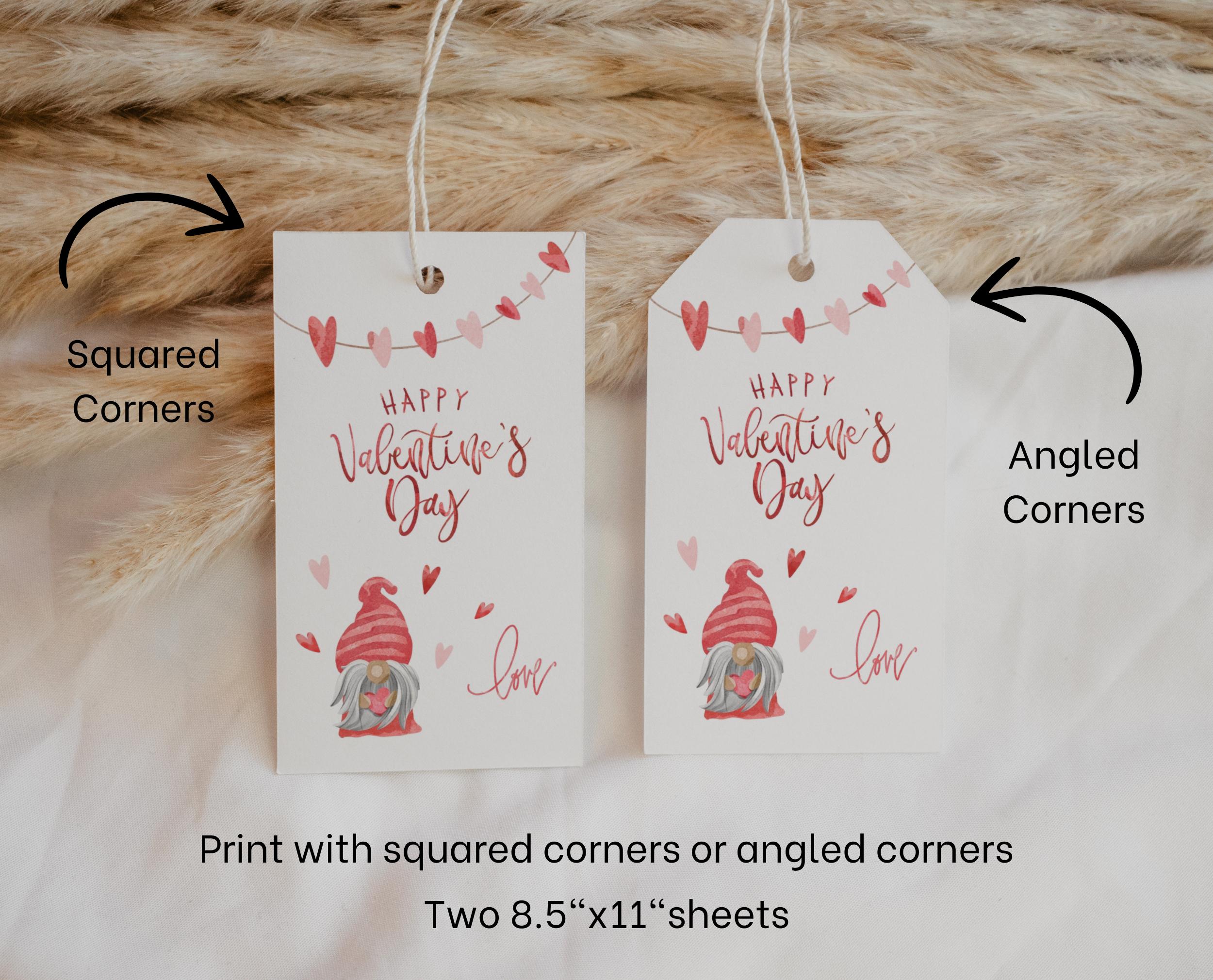 Gnome Valentine Tag, Printable Happy Valentines Day, Pink Red Hearts ...