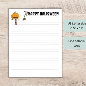 Printable Halloween Writing Paper Pumpkin Head Funny Monster Writing ...