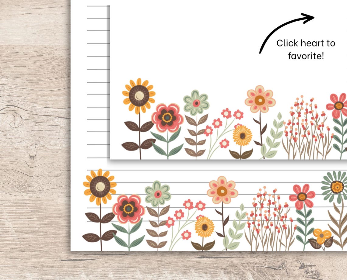 Floral Stationery Printable, Lined Paper With Flowers, 8.5x11 Writing ...