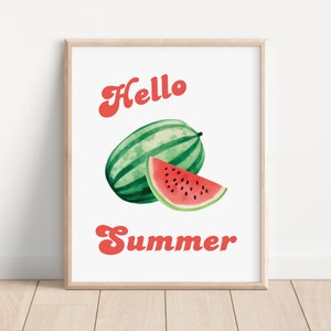 Watermelon Art Print, Printable Kitchen Wall Art, Hello Summer, Instant ...