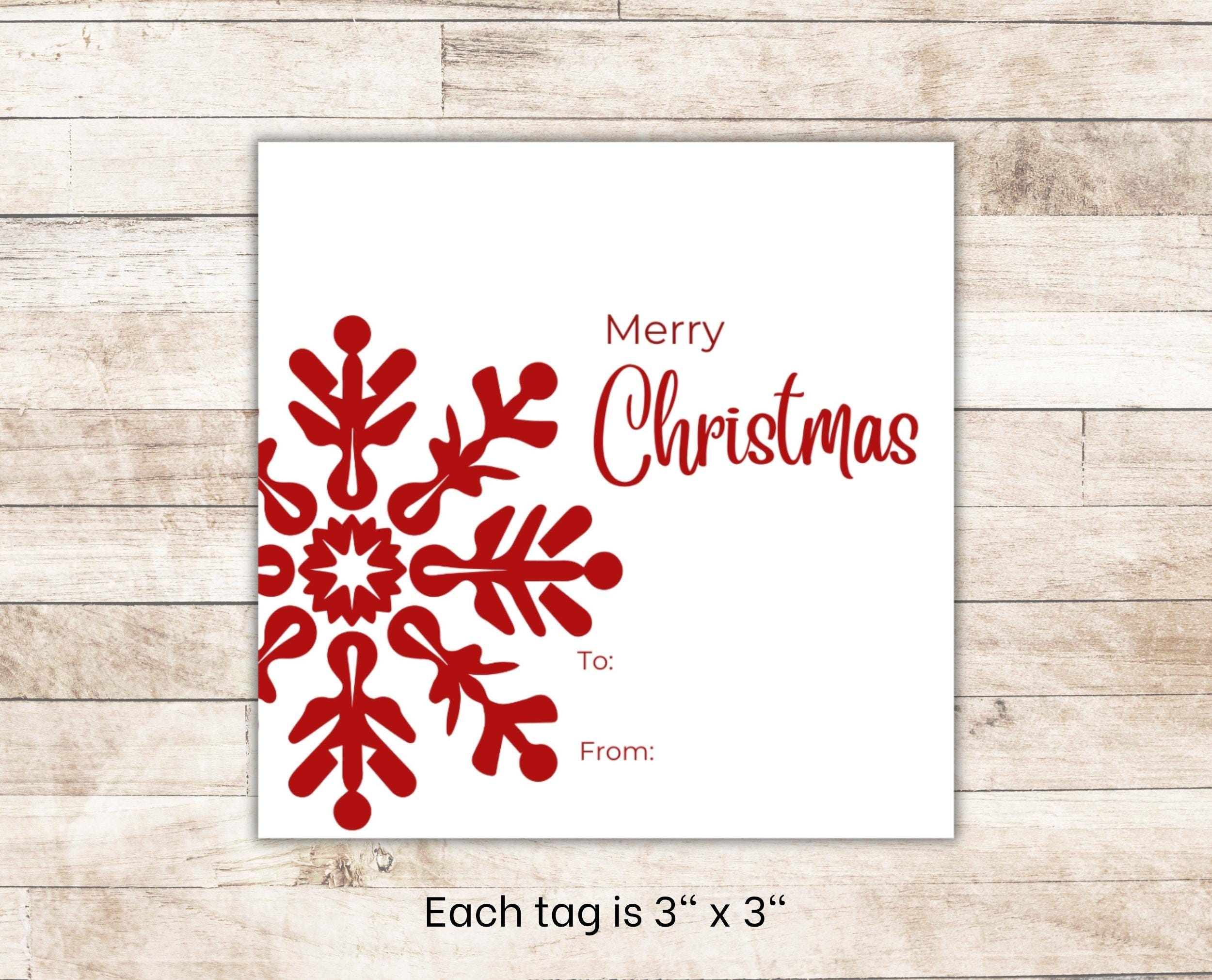 Printable Christmas Tag, Red Snowflake, Holiday Party Favor Tags, to ...