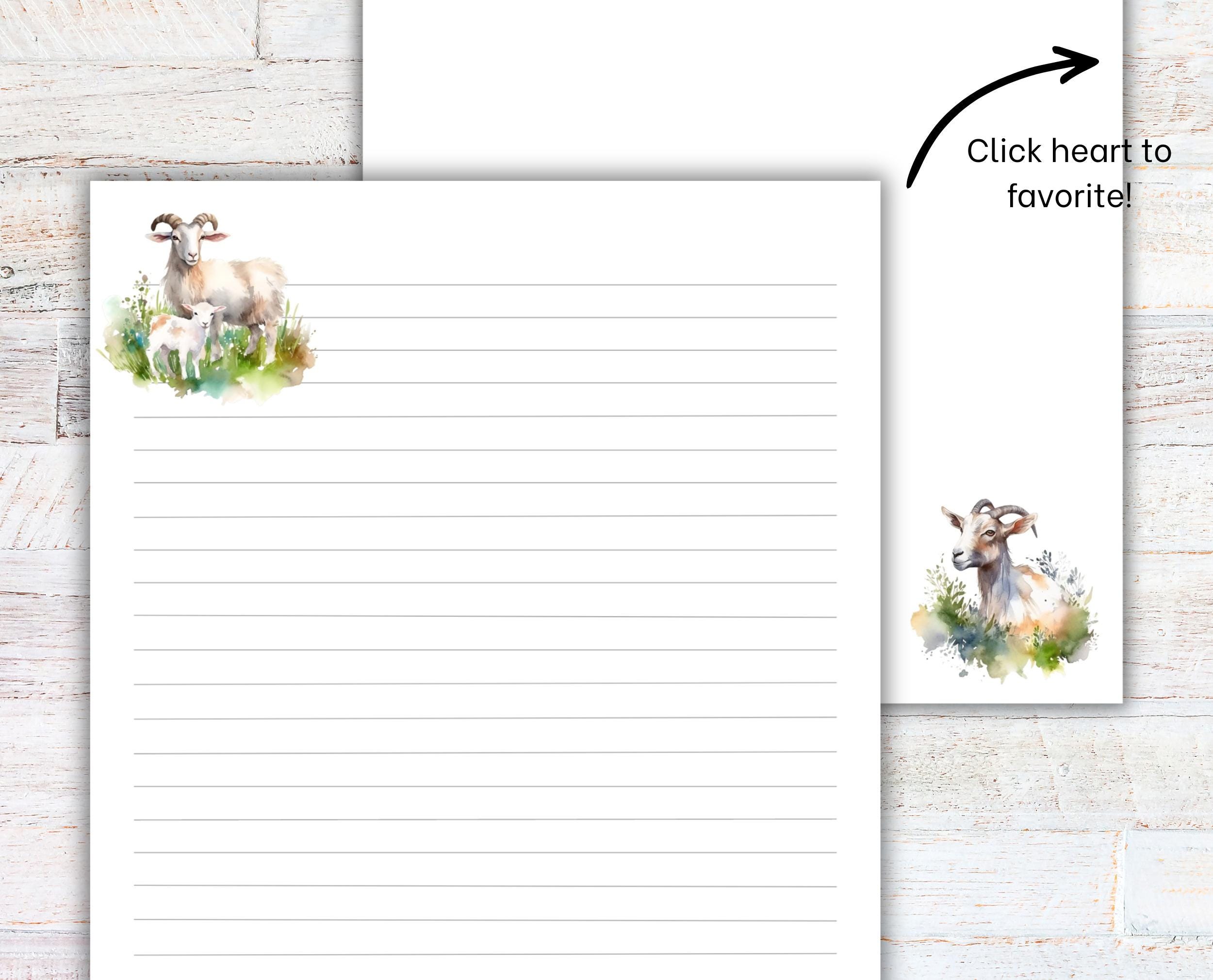 Printable Goat Stationery | Letter Writing Paper | Lined and Unlined ...
