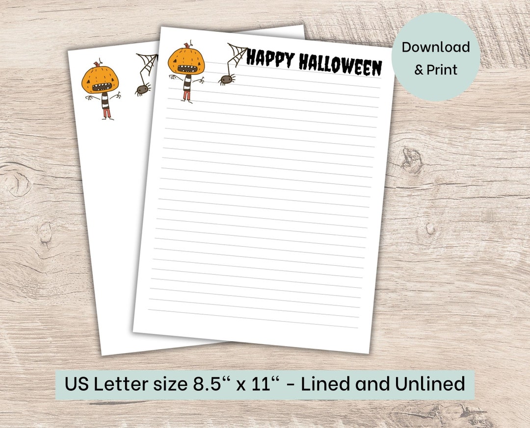 Printable Halloween Writing Paper Pumpkin Head Funny Monster Writing ...
