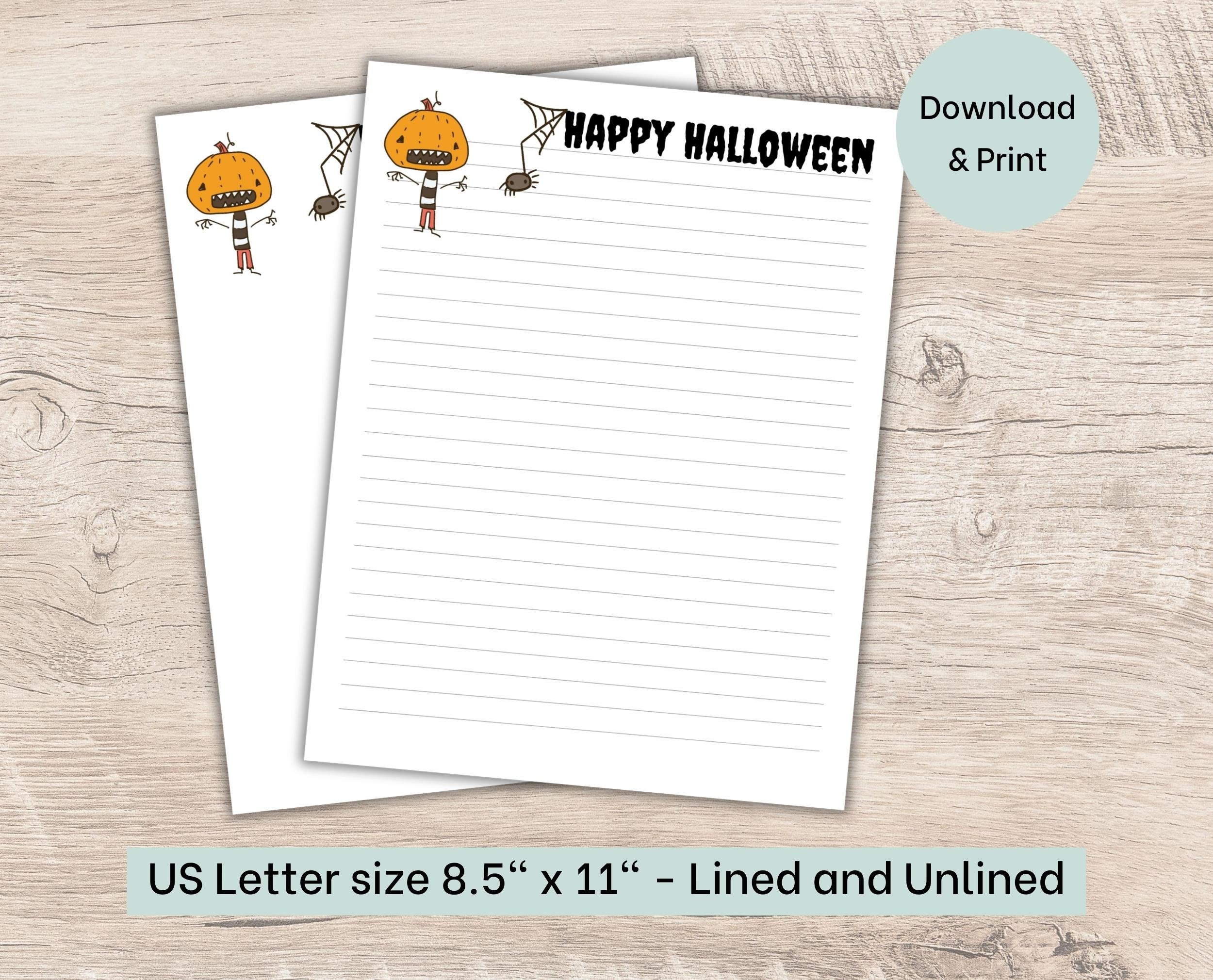 Printable Halloween Writing Paper Pumpkin Head Funny Monster Writing ...