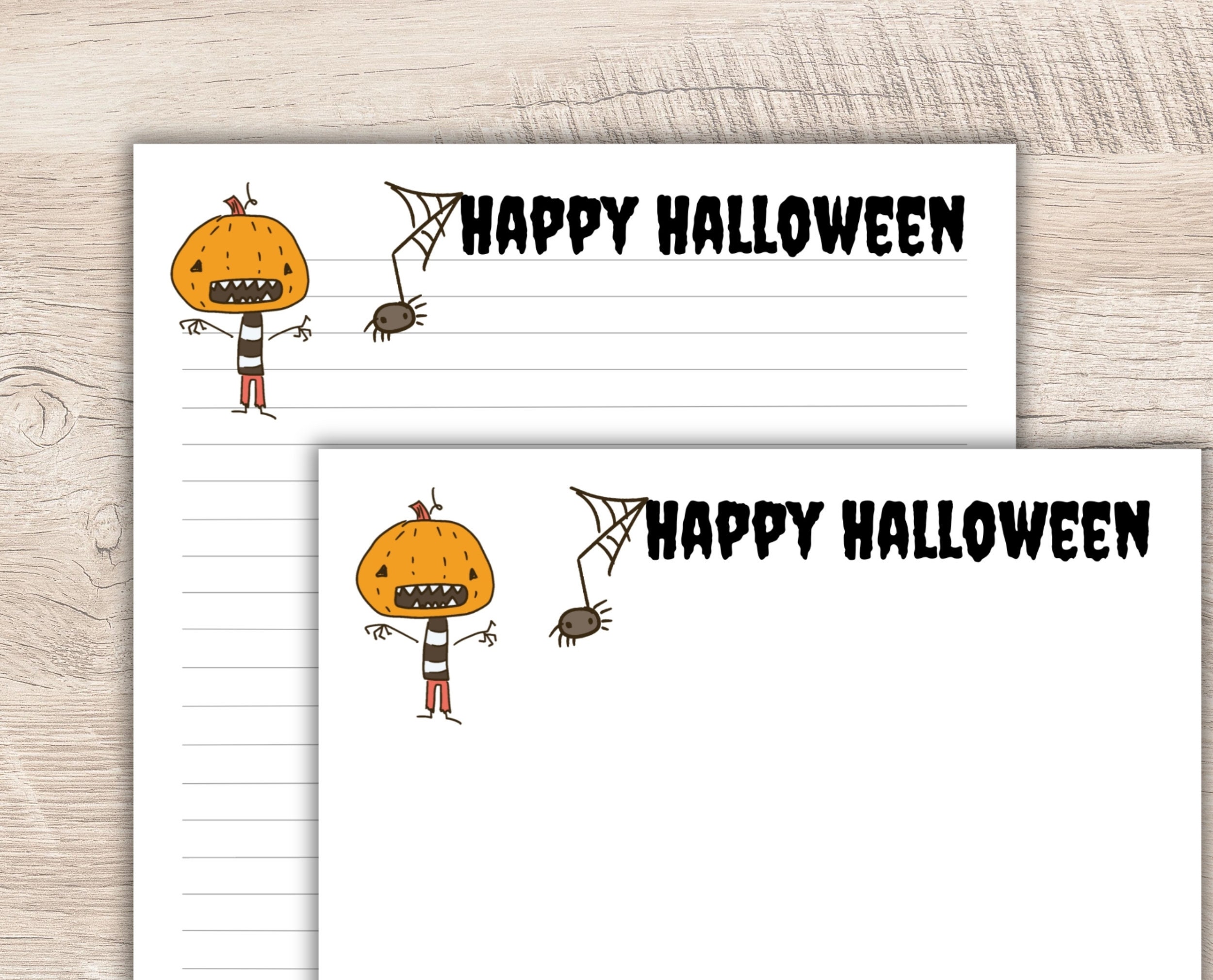 Printable Halloween Writing Paper Pumpkin Head Funny Monster Writing ...