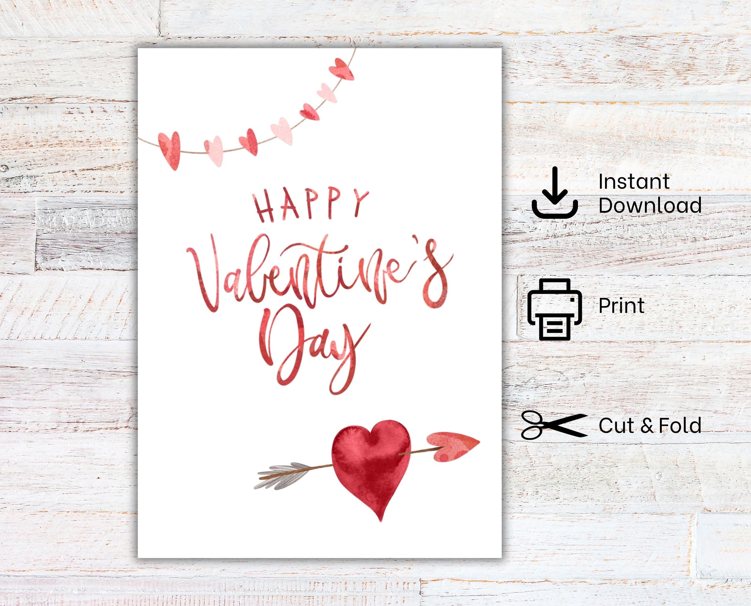 Valentine Greeting Card, Printable Valentine, Red Pink Hearts ...