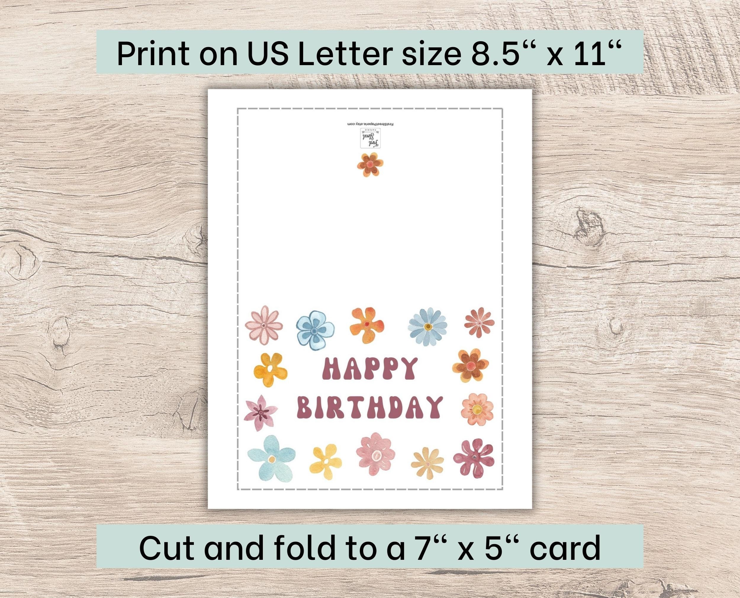 Retro Birthday Card Printable. Cute Retro Floral Design. Groovy Retro ...