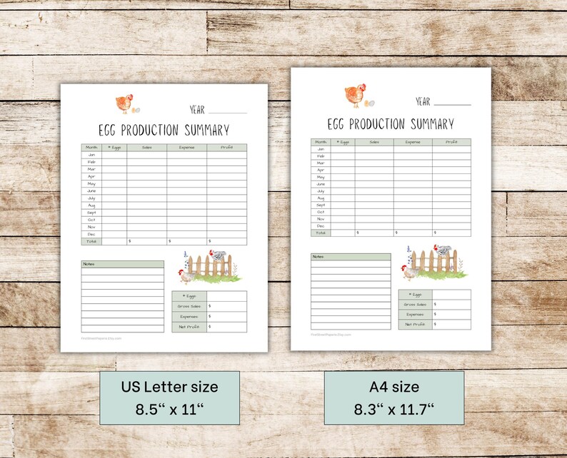 Chicken Egg Tracker | Printable Yearly & Monthly Egg Production Log ...