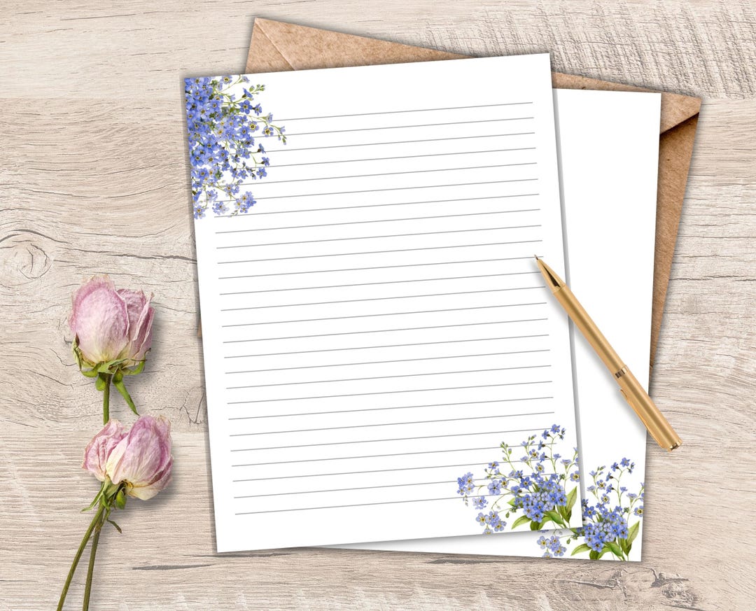 Forget Me Not Printable Stationery Floral Writing Paper - Decorative ...