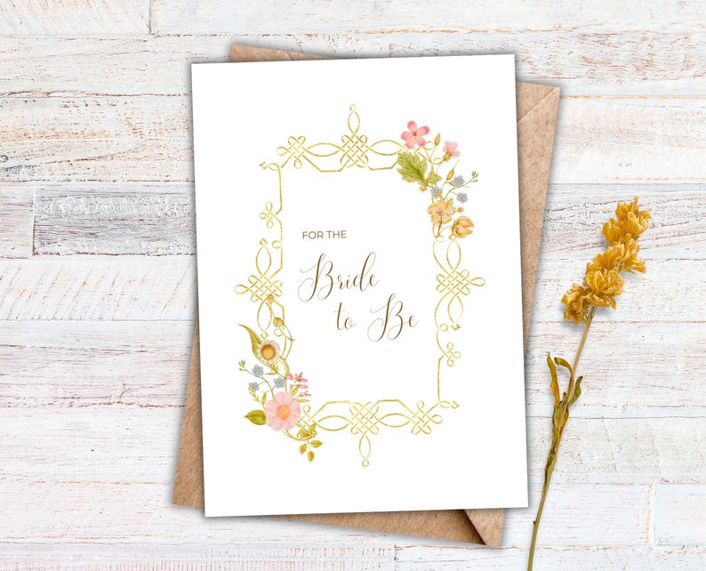 Printable Bridal Shower Card | Bride to Be Greeting Card | Pink & Gold ...