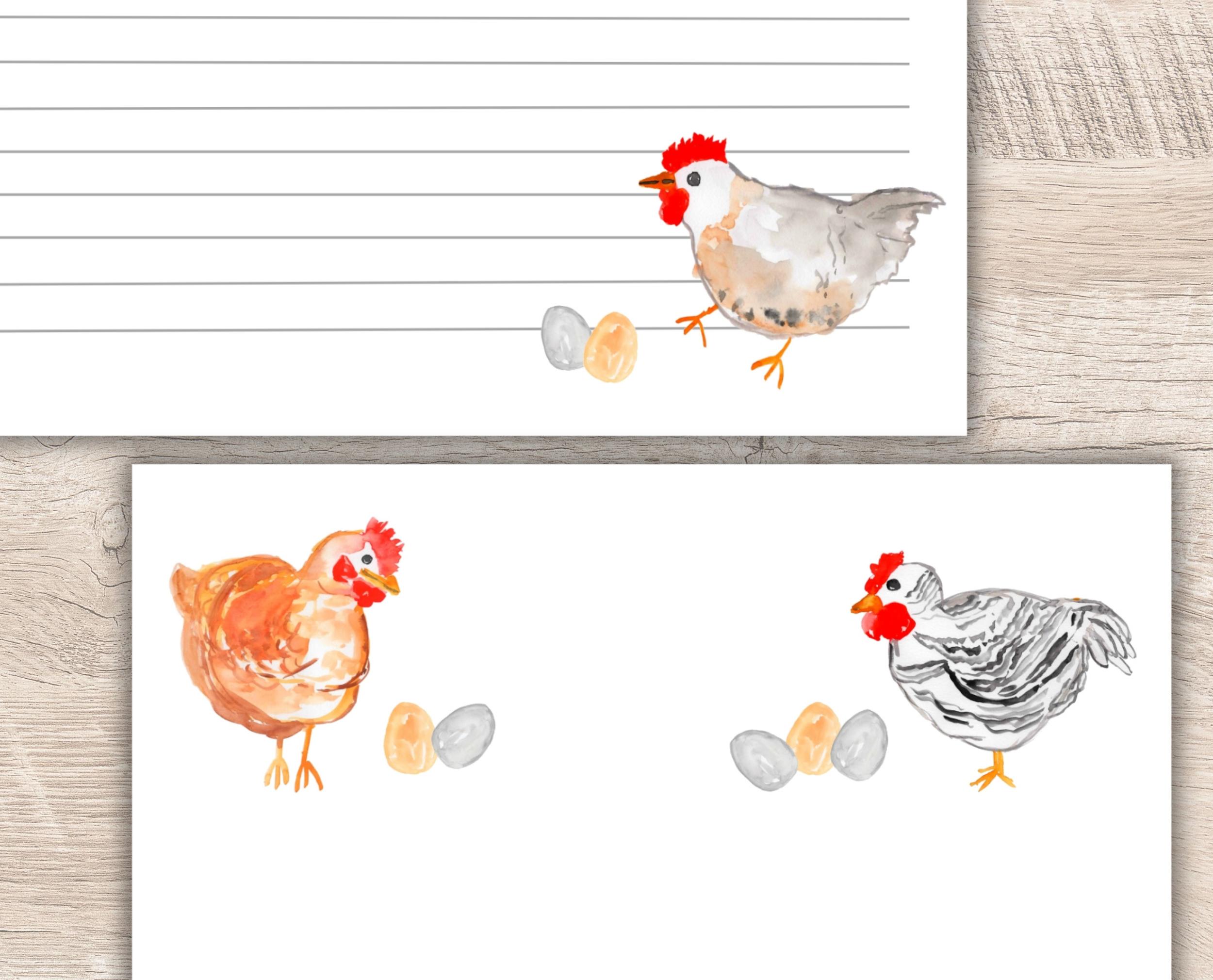 Chicken Printable Stationery, Letter Writing Paper, US Letter, A4 Sizes ...