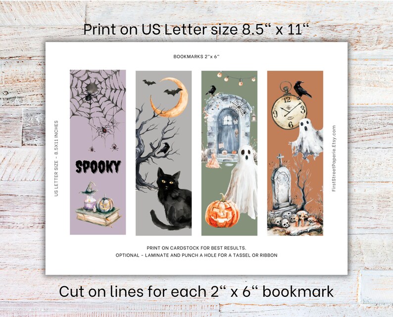 Halloween Printable Bookmarks, Collection of Spooky Ghosts, Black Cat ...